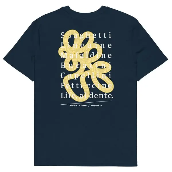 ANCHOR & CREW Navy Eleven Life, Al Dente Editions Organic Cotton T-shirt - Blue