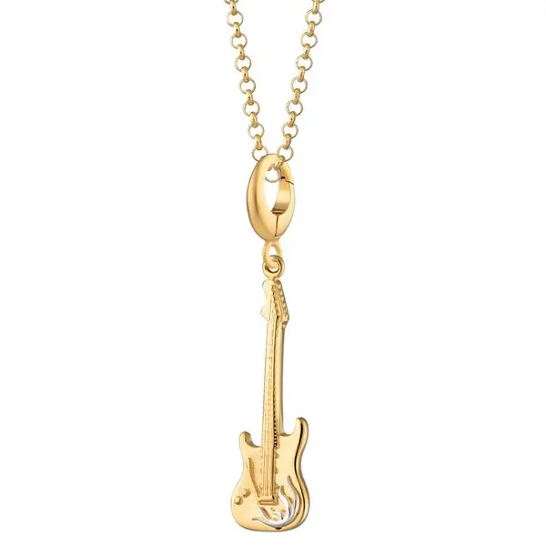LILY CHARMED Plated Electric Guitar Charm Necklace - Gold