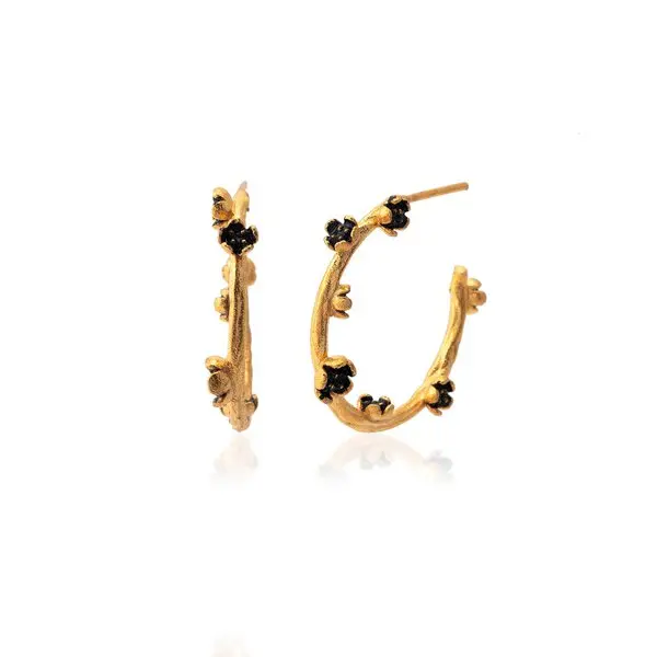 MILOU JEWELRY Small Flower Hoop Earrings - Black