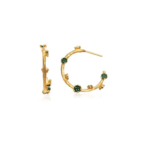 MILOU JEWELRY Small Flower Hoop Earrings - Green