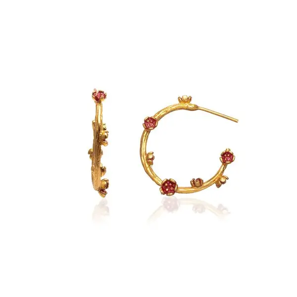 MILOU JEWELRY Small Flower Hoop Earrings - Red