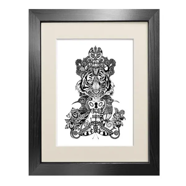 EMILY CARTER The Royal Tiger' Fine Art Print A5 - Black