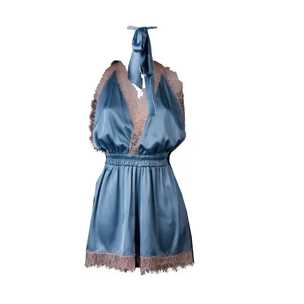 NOBLESSE OBLIGE Duck Egg Lace Romper - Blue