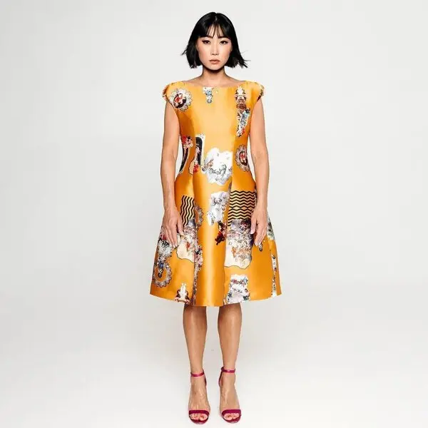 MAXJENNY Midi Dress C Sicily Cognac - Gold