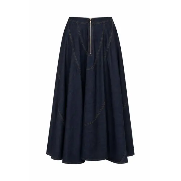 Carmen Says Denim Overpass Midi Skirt