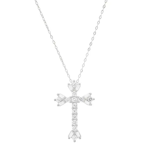 KYLIE HARPER Sterling Vintage Floral Cross Pendant Necklace - Silver