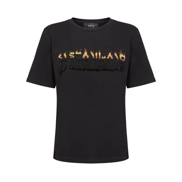 SVETA MILANO Madonna Cotton Jersey T-shirt - Black