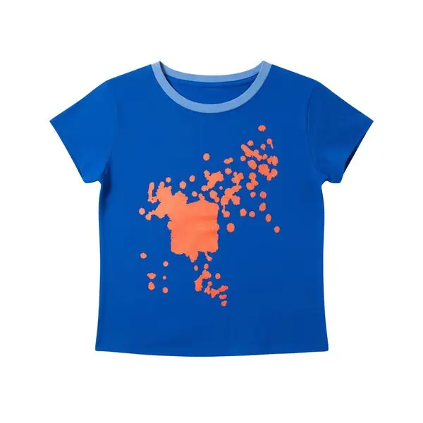LILIA MUNN Cropped Graphic Tee – Organic Cotton, | Kinetic Energy Print - Blue