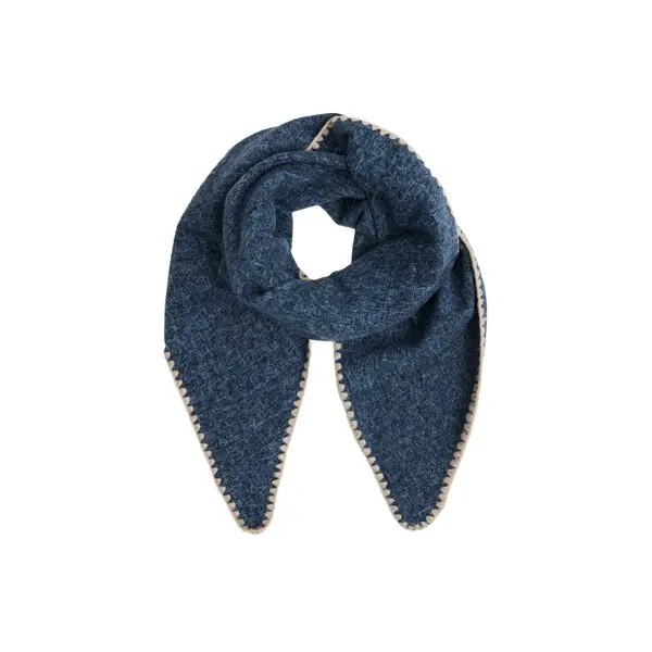 Saachi Knitted Triangle Denim Shawl Wrap - Blue