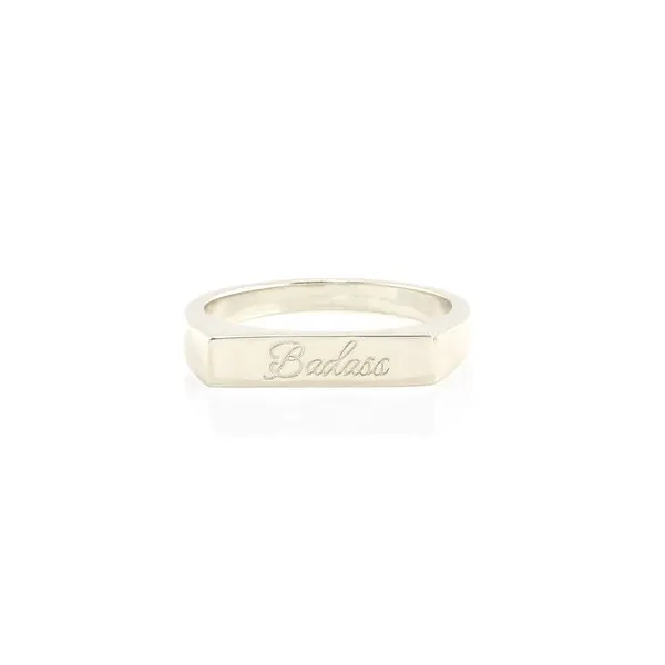 Kris Nations Badass Script Engraved Ring - Silver