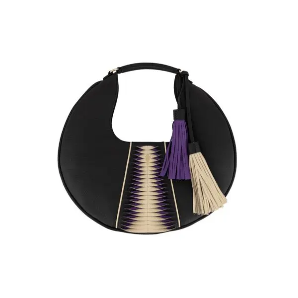 OTRERA Libertas & Purple Leather Shoulder Bag - Black