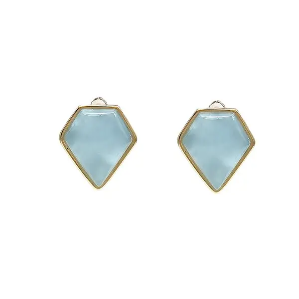 FARRA Minimalist Aquamarine Stud Earrings - Blue