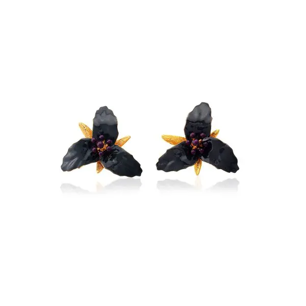 MILOU JEWELRY Lily Flower Earrings - Grey