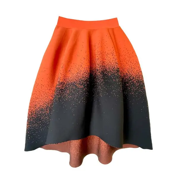 ARTO. High-low Hem High Waisted Knitted Midi Skirt - Orange