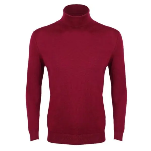 DAVID WEJ Dixon Light Wool Turtleneck Jumper – Plum - Red