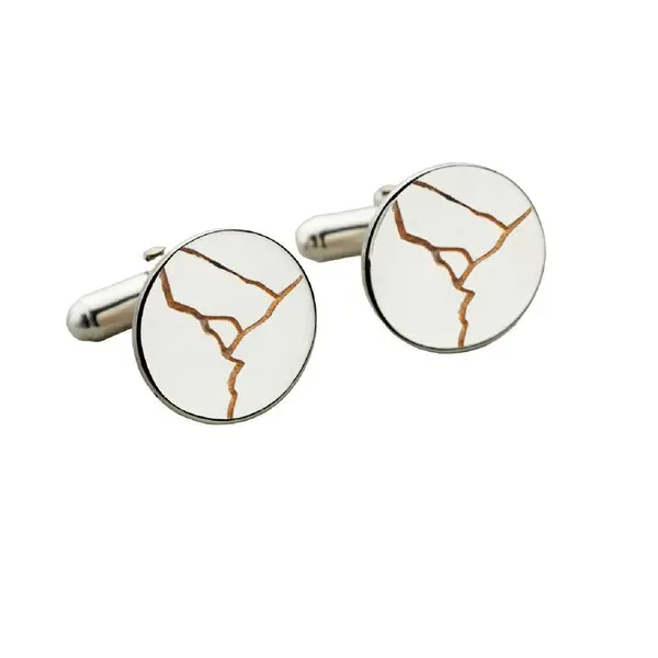 POSH TOTTY DESIGNS Kintsugi Disc Cufflinks - Silver