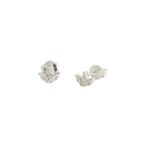 CLAIRE HILL DESIGNS Sparkly Marquise Fan Stud Earrings - Silver