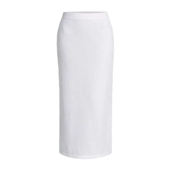 FIORA MUSE Pencil Cashmere Skirt In Ivory - White