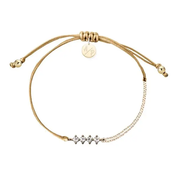 ADRIANA PAPPAS DESIGNS Cz Crystal Bar Bracelet On Colored Cord Caramel - Brown