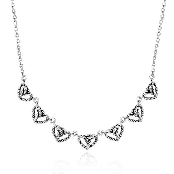 UNALOE Sterling Necklace With Intertwined Hearts – Elegant Jewelry - Silver