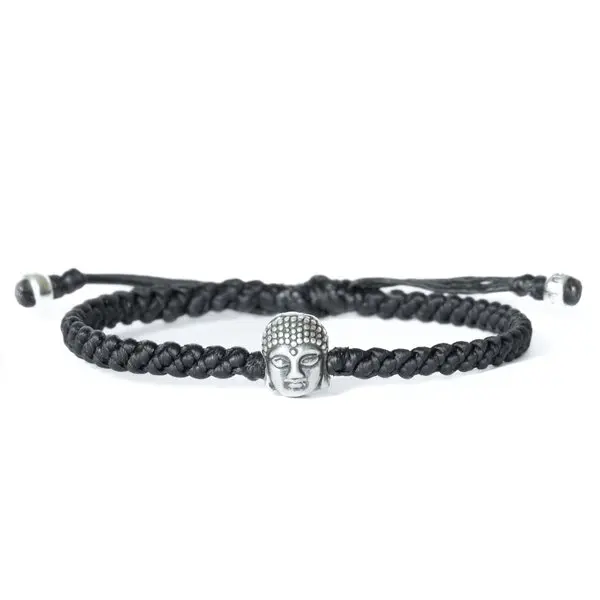 HARBOUR UK Little Buddha Silver Rope Bracelet - Black