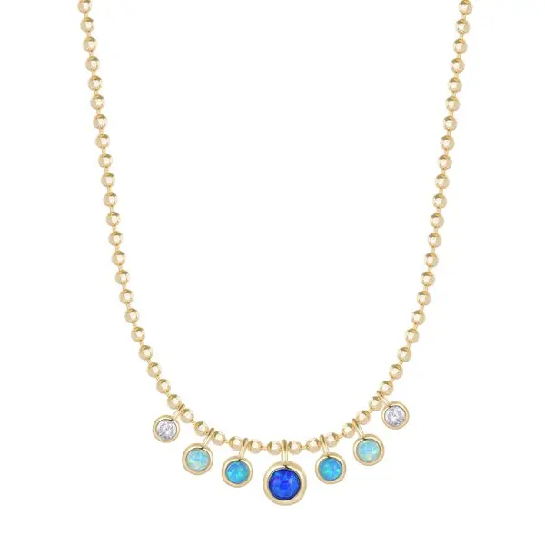 KAMARIA Gradient Ombre Opal Necklace On Ball Chain - Blue