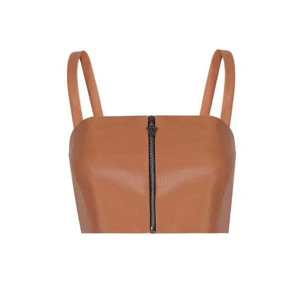 MIRIMALIST Concrete Leather Bustier Mustard - Brown