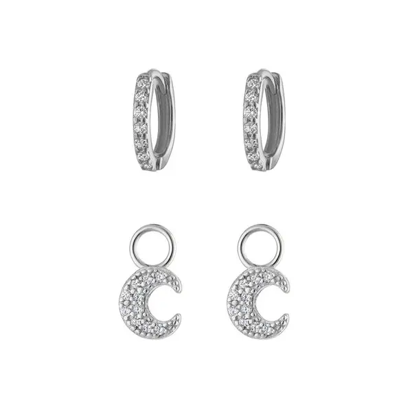 OUTOFOFFICE Huggie Removable Earring Charm Set - Silver