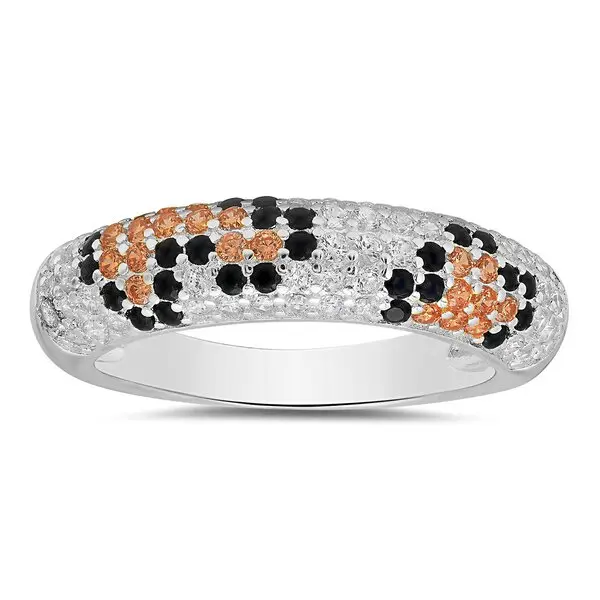 KYLIE HARPER Leopard Skin Pave Diamond Cz Band Ring In Sterling - Silver
