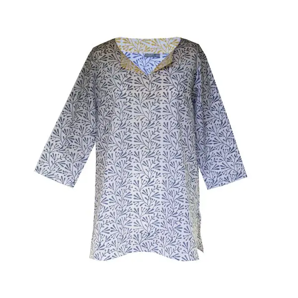 LIME TREE DESIGN Bud Block Print Tunic Top - Blue