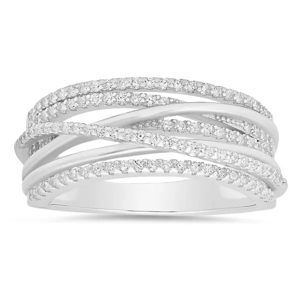 KYLIE HARPER Sterling Diamond Cz Crossover Statet Ring - Silver
