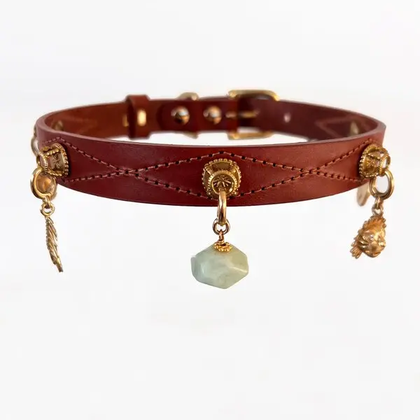 UNLEASH CPH Brown / Gold Untamed Spirit Dog Collar Medium - Brown/gold