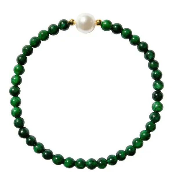 SEREE Clara Pearl And Chalcedony Beaded Bracelet - Green