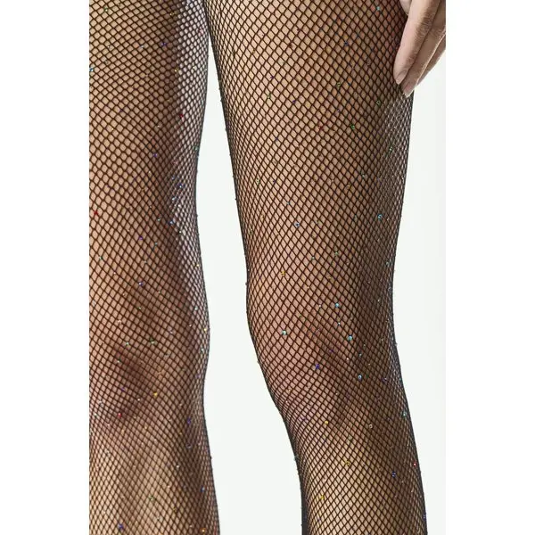 SONGS OF SIREN Crystals Fishnet Tights Midnight Siren - Black