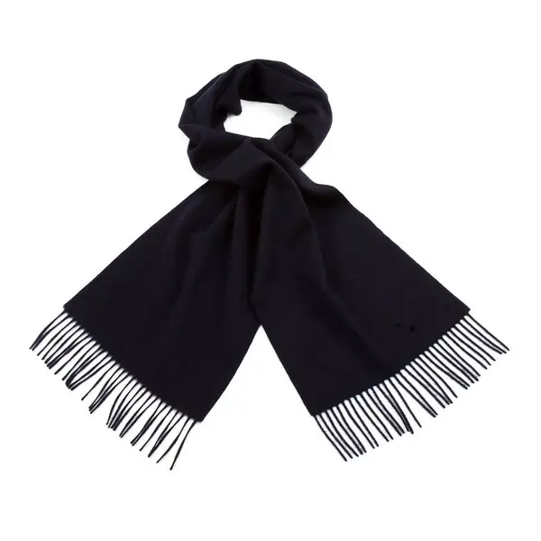 BEL CASHMERE Cashmere Scarf With Fringes Navy - Blue