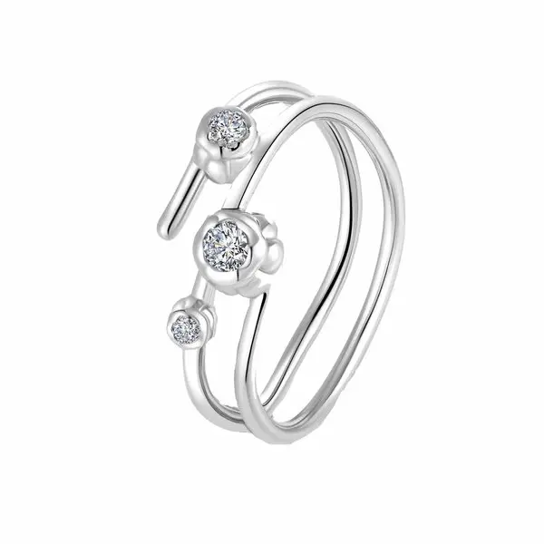 RETRO CHIC Lily Of The Valley Ring White Gold Plated - Silver