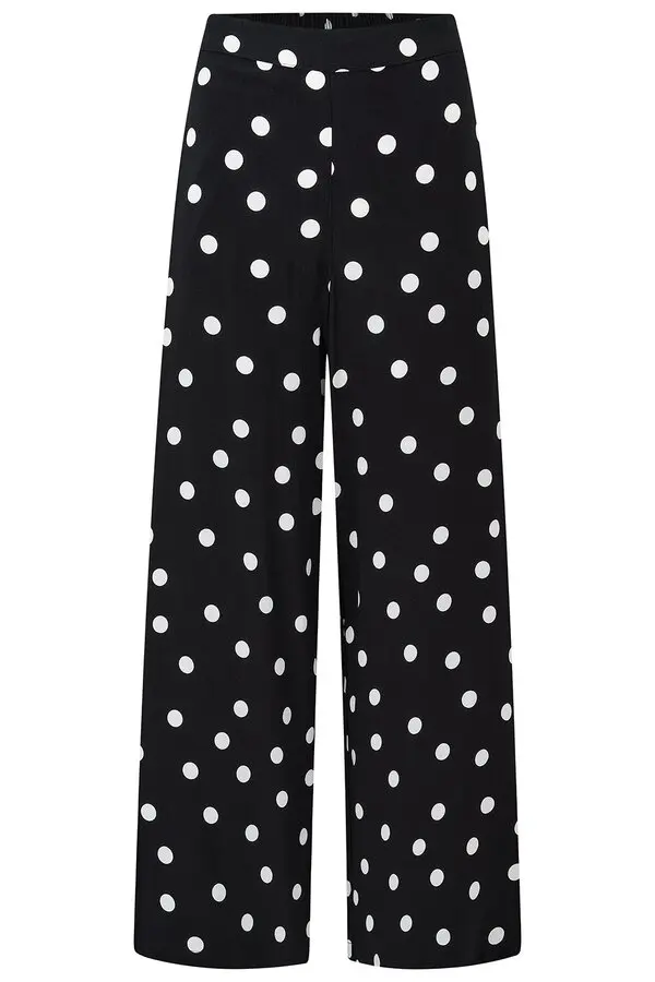 SUGARHILL BRIGHTON Patsy Palazzo Trousers Monochrome, Polka Dot - Black