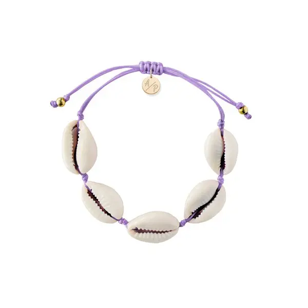 ADRIANA PAPPAS DESIGNS Natural Shell Adjustable Bracelet On Colored Cord Lavender - Orange