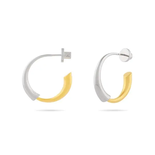 MEULIEN Gold / Silver Gold And Silver Bi-color Double Arc Hoop Earrings Silver Top, Gold Bottom - Gold/silver