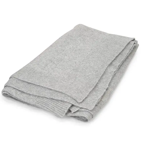 TIRILLM Blake" Cable Knitted Cashmere Throw Blanket Melange - Grey