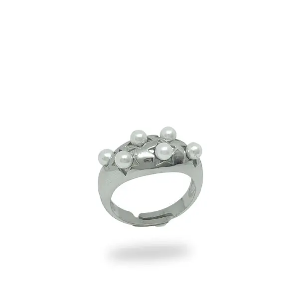LINYA JEWELLERY Star Pearl Ring - Silver