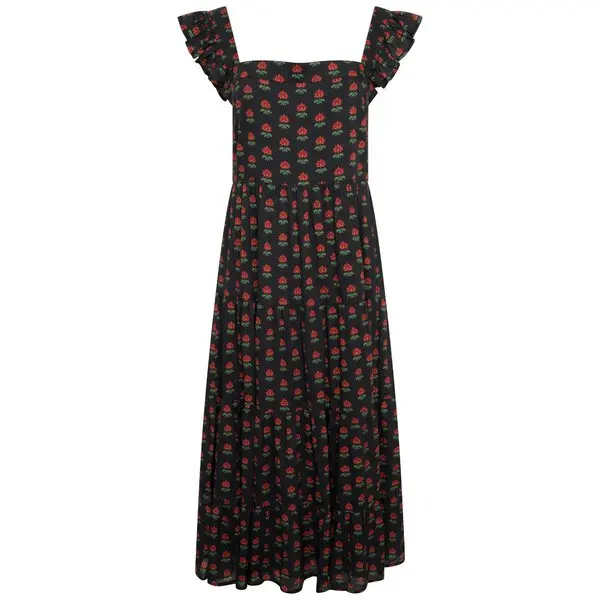 LATELIER LONDON Marie Floral Midi Sundress - Black