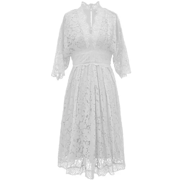 SMART AND JOY Kimono Sleeves Lace Dress - White