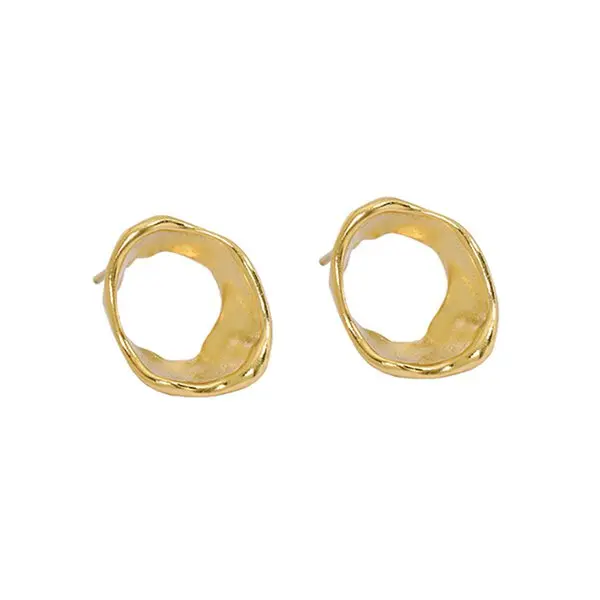 JANUS EDINBURGH Findhorn Vermeil Sterling Silver Textured Circle Whirlpool Earrings - Gold