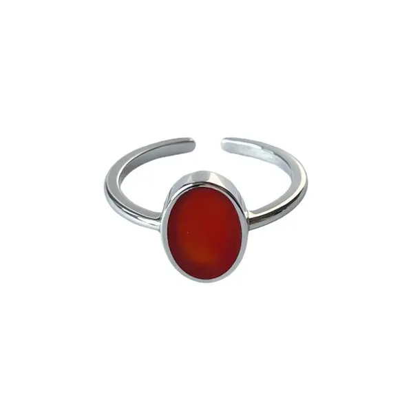 FIHR COLLECTION Silver / Orange / Red Sterling Silver Carnelian Ring - Silver/orange/red