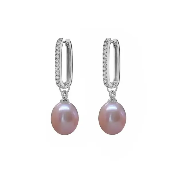NINEMOO Gleaming Zircon Pearls Earrings - Silver