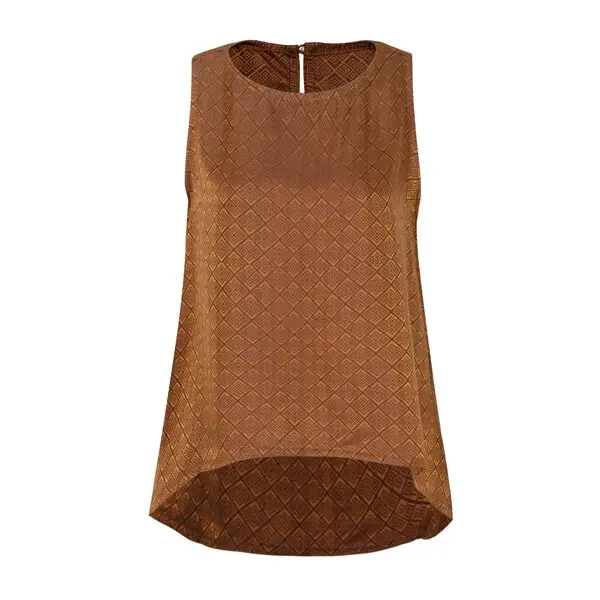SILK AND BEARS Ophelia Bronze Draped Silk Shell Top - Gold