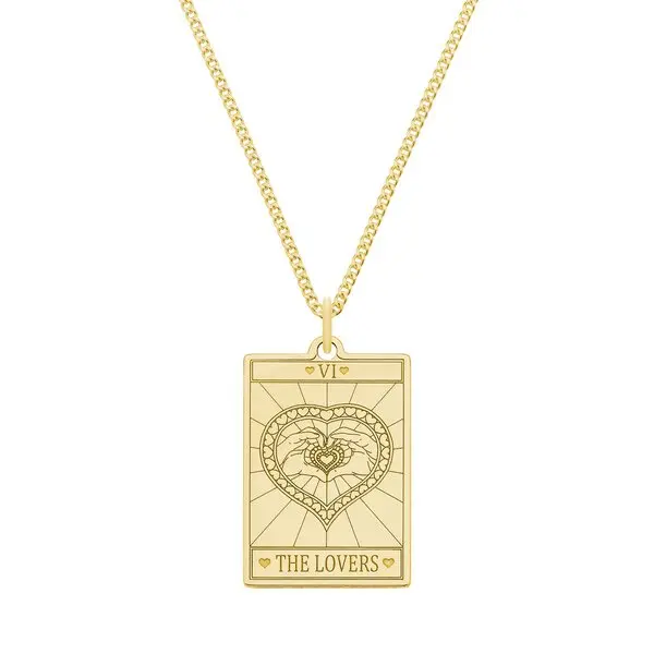 CARTERGORE Small 9ct 375 Gold “the Lovers” Tarot Card Necklace - Yellow