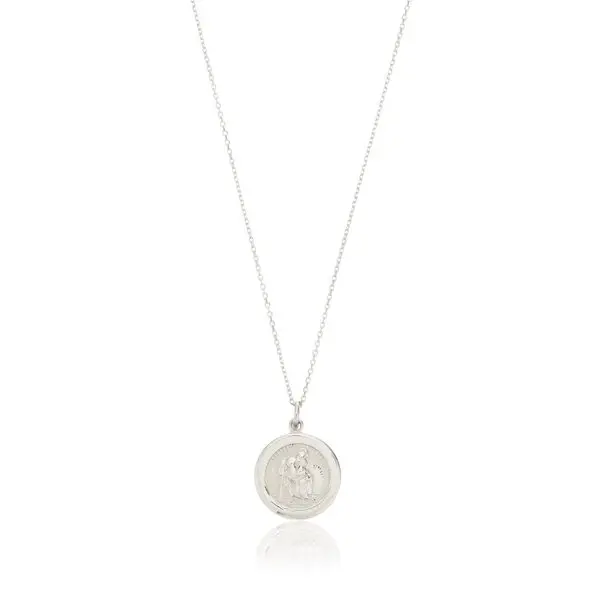 LILY & ROO Small Sterling St Christopher Charm Necklace - Silver