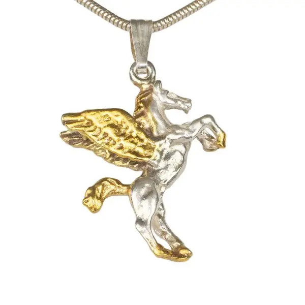 SIMON KEMP JEWELLERS Large Pegasus Pendant Eighteen Carat Gold On Solid Sterling - Silver